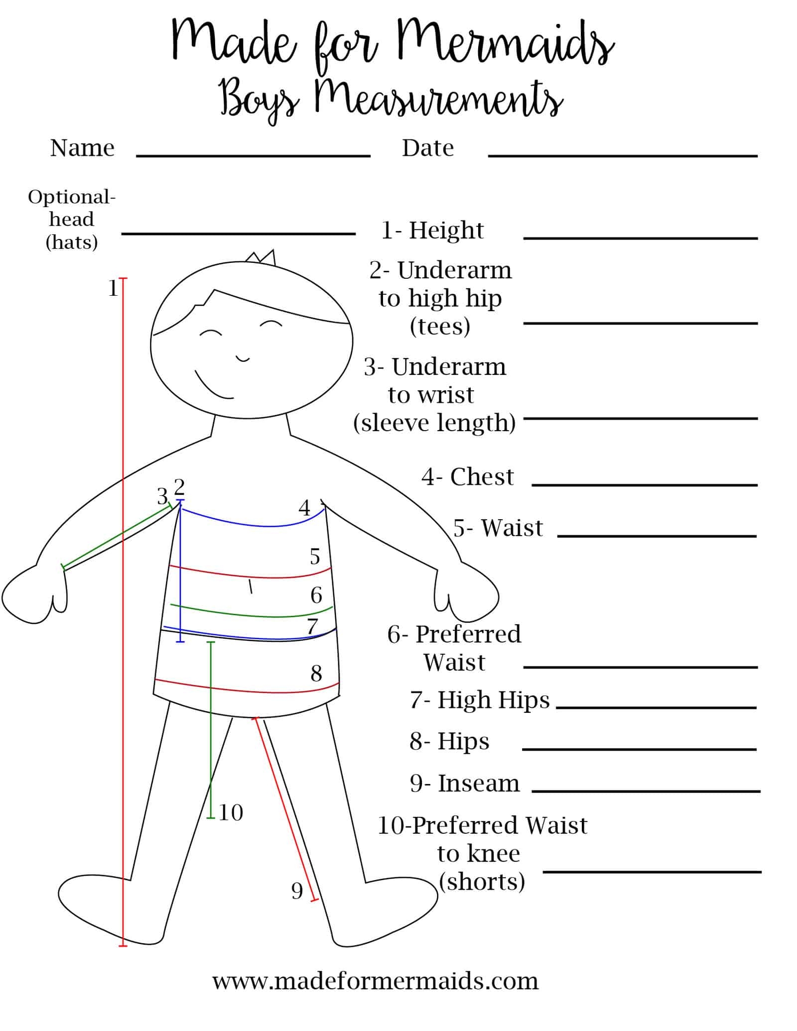 Female Body Measurement Chart Printable - Printable Chart Template