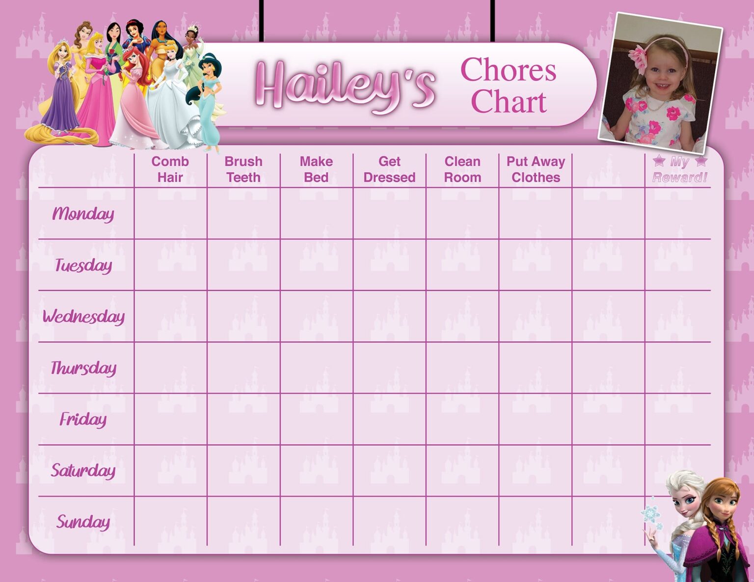 princess potty chart printable - Printable Chart Template