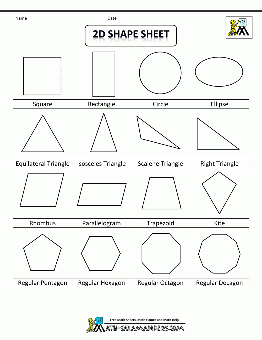 2d Shapes Chart Printable - Printable Chart Template